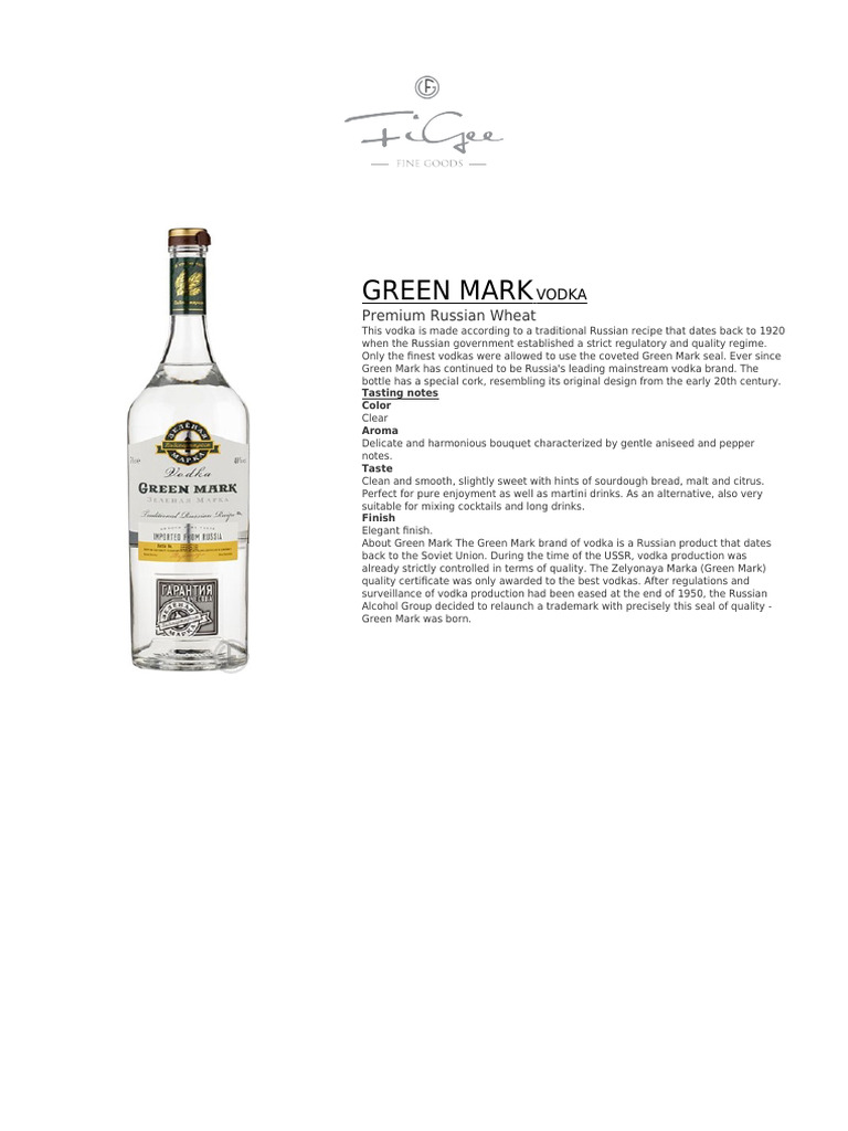Green Mark Vodka - Premium Wheat Vodka-En | PDF