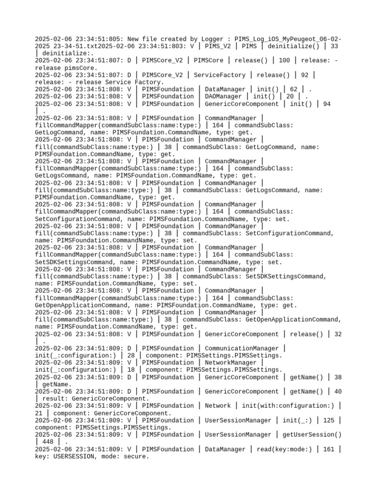 PIMS Log Initialization Details | PDF | Software | Computing