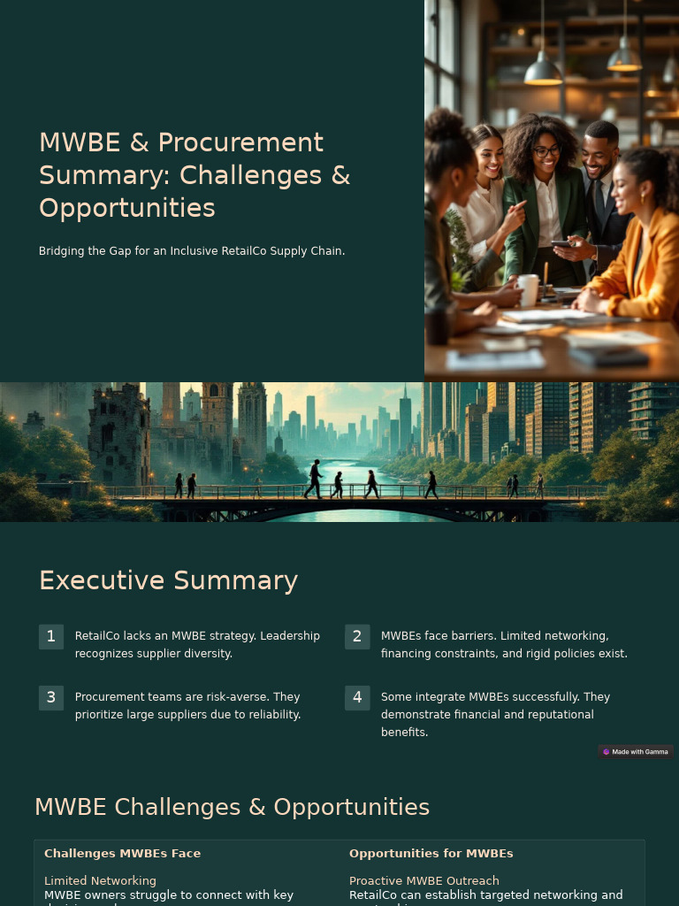 MWBE and Procurement Summary Challenges and Opportunities | PDF | Supply Chain | Procurement