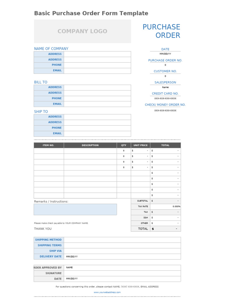 Ic Basic Purchase Order Form Template 9181 | PDF | Business