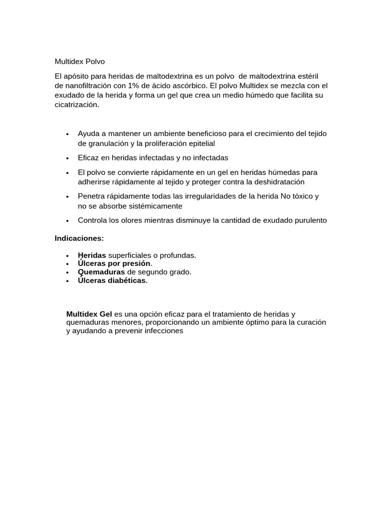 Multidex: Polvo para Curación de Heridas | PDF