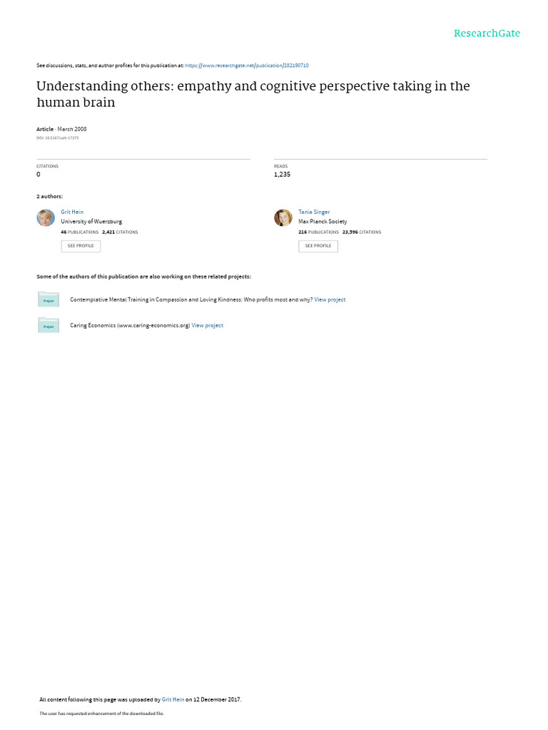 Understanding others empathy and cognitive perspective | PDF | Empathy ...