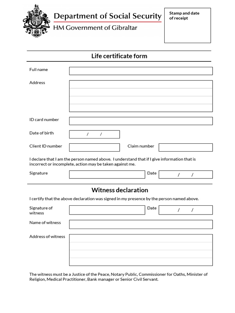 Life Certificate Form | PDF