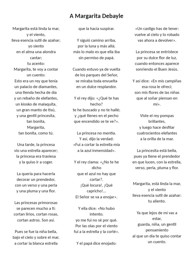 Cuento a Margarita Debayle | PDF