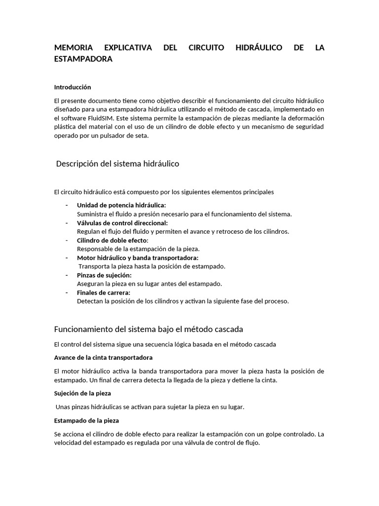 Circuito Hidráulico de Una Estampadora Con Cilindro de Doble Efecto | PDF | Software | Hidráulica