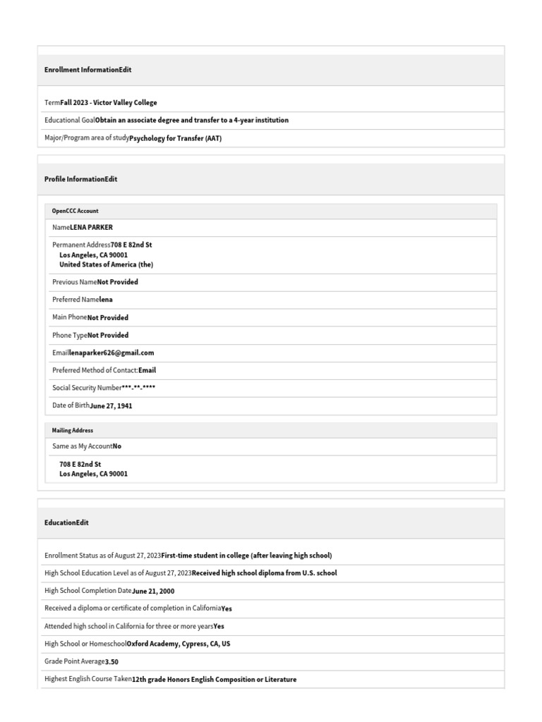 College Enrollment Profile for VVC | PDF