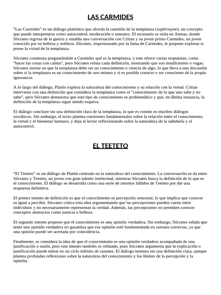 Las Carmides | PDF | Conocimiento | Sócrates
