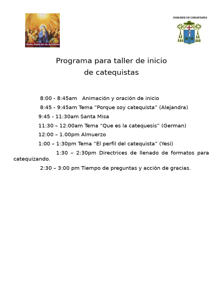 Programa para Taller de Inicio | PDF