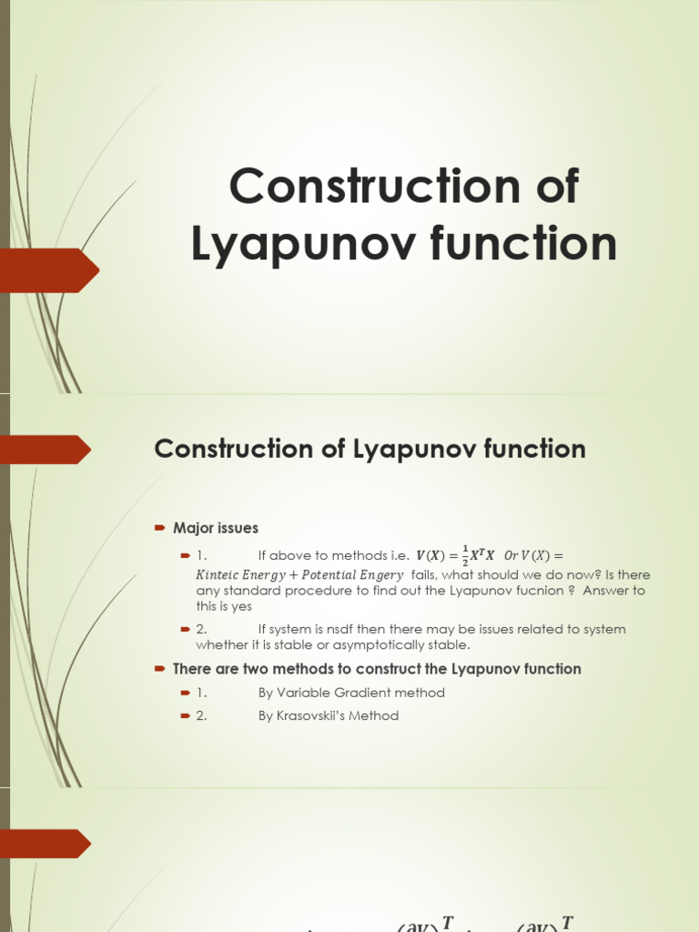 2 Construction of Lyapunov Function | PDF | Functions And Mappings | Differential Calculus