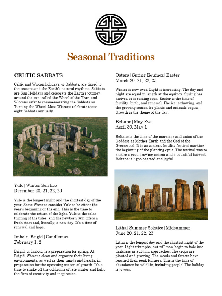 Celtic Sabbats and Lunar Esbats Guide | PDF | Wheel Of The Year