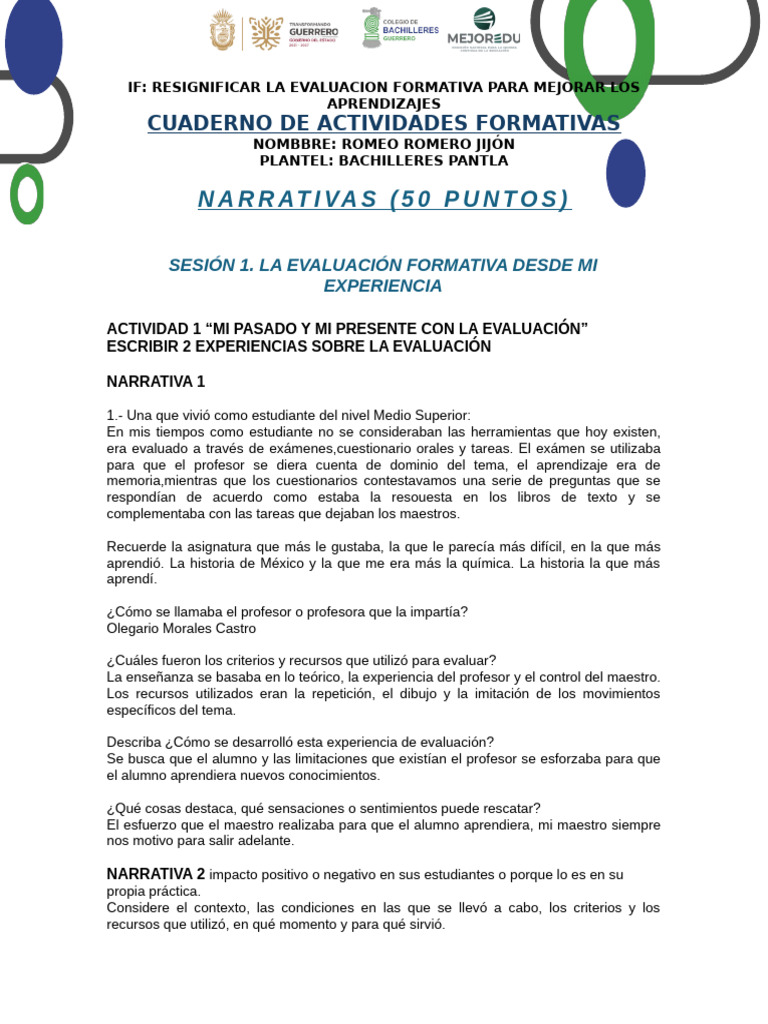 Cuaderno de Actividades Formativas - Narrativa - Muro-1 | PDF ...