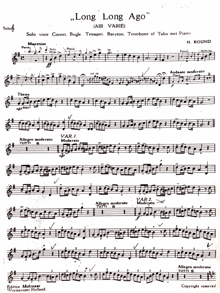 Long Long Ago Solo Part | PDF