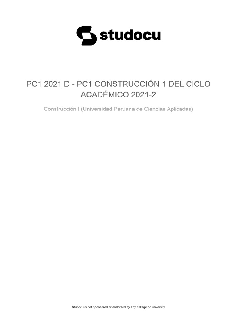 pc1 2021 D pc1 Construccion 1 Del Ciclo Academico 2021 2 | PDF