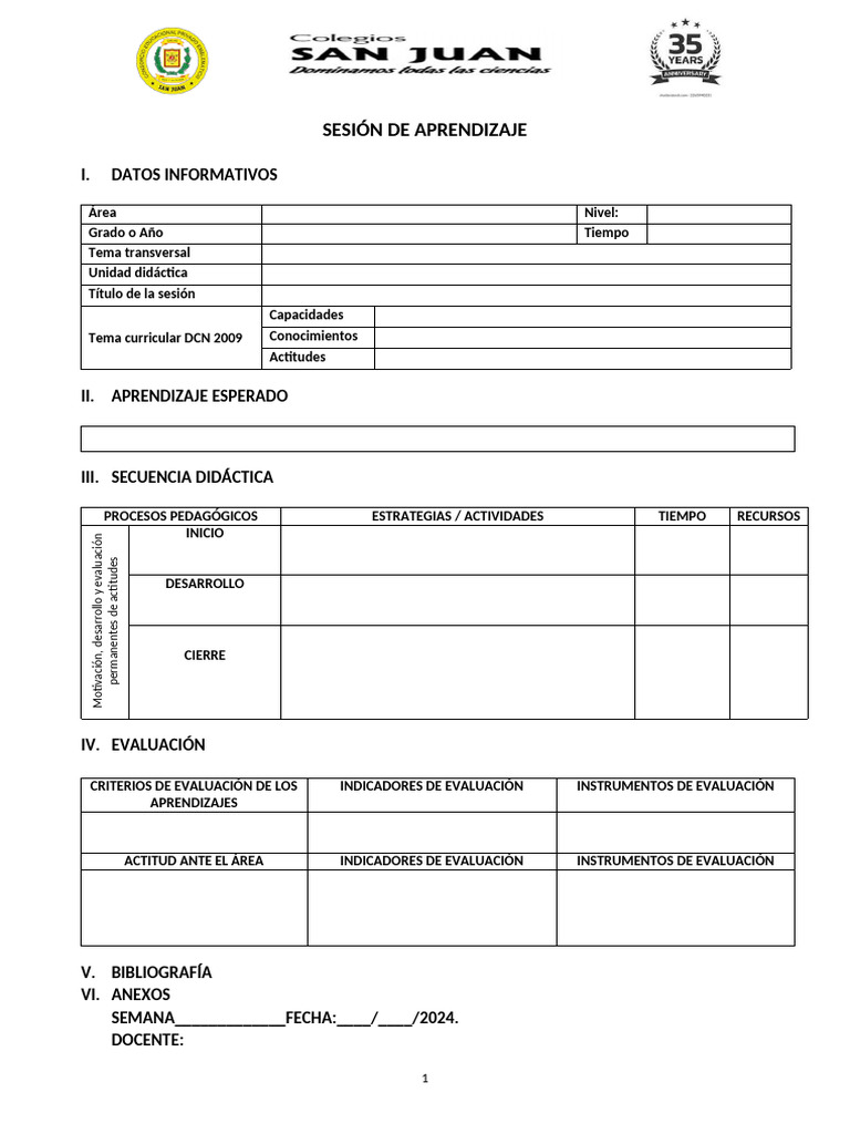 Formato Sesion de Aprendizaje | PDF