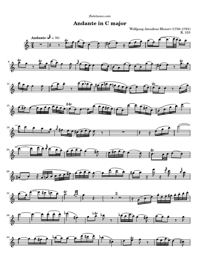 Mozart Andante in C Major | PDF