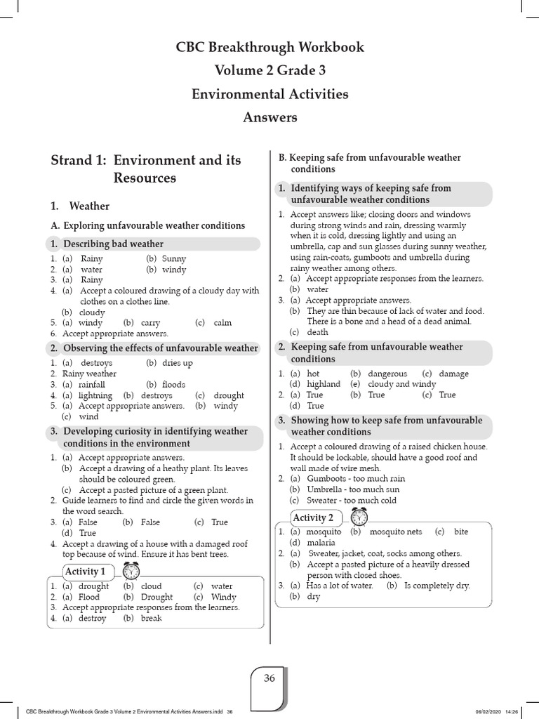 CBC Breakthrough Workbook Grade 3 Volume 2 Answers | PDF | Loam ...