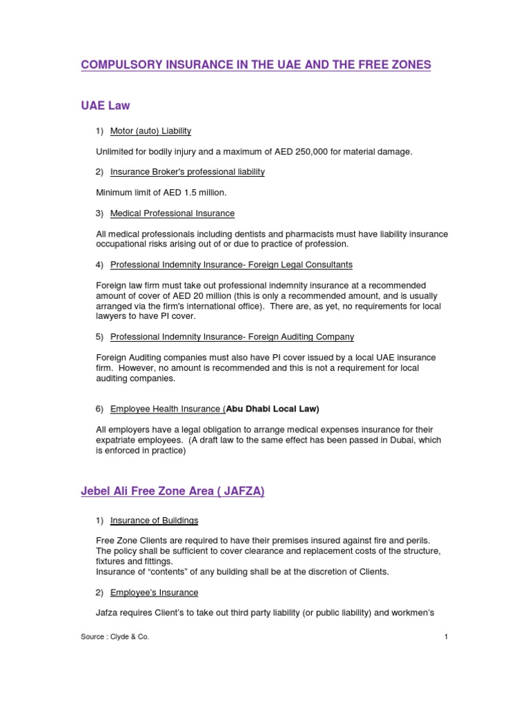 Mandatory Insurance Requirements in UAE | PDF | Workers' Compensation ...