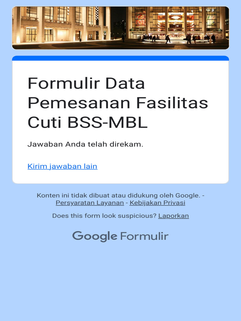 Formulir Data Pemesanan Fasilitas Cuti BSS-MBL | PDF