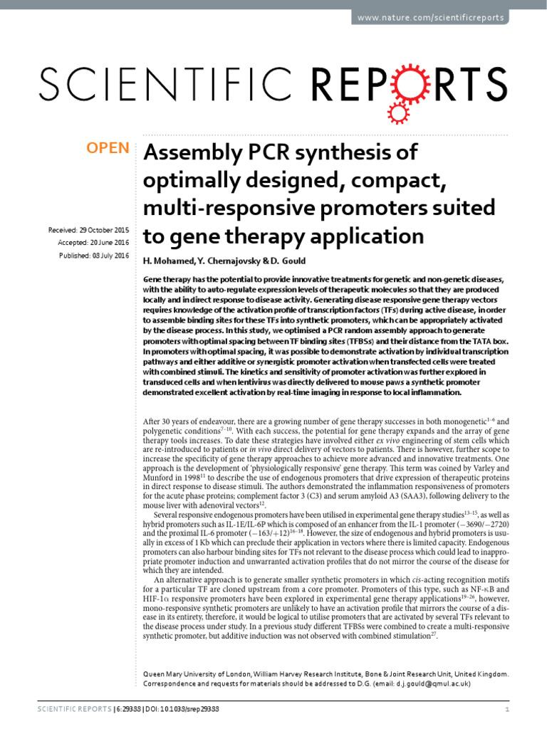 3 Assembly PCR Synthesis | PDF | Gene Therapy | Promoter (Genetics)