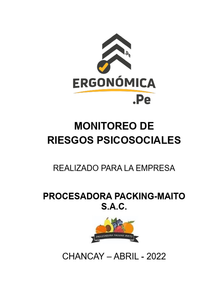 Informe Monitoreo Psicosocial - Proc. Packing Maito 04.2022 | PDF | Estrés (biología) | Las ...