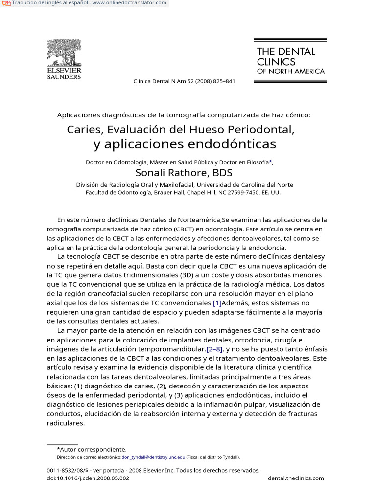 TOMOGRAFÍA CARIES, PERIO, ENDO Tyndall2008.en - Español | PDF ...