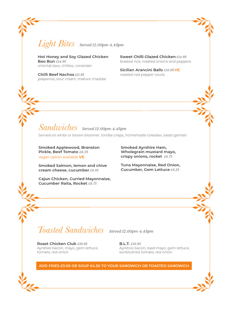 Seamill Light Bite Menu October 2024 | PDF | Coleslaw | Asian Cuisine
