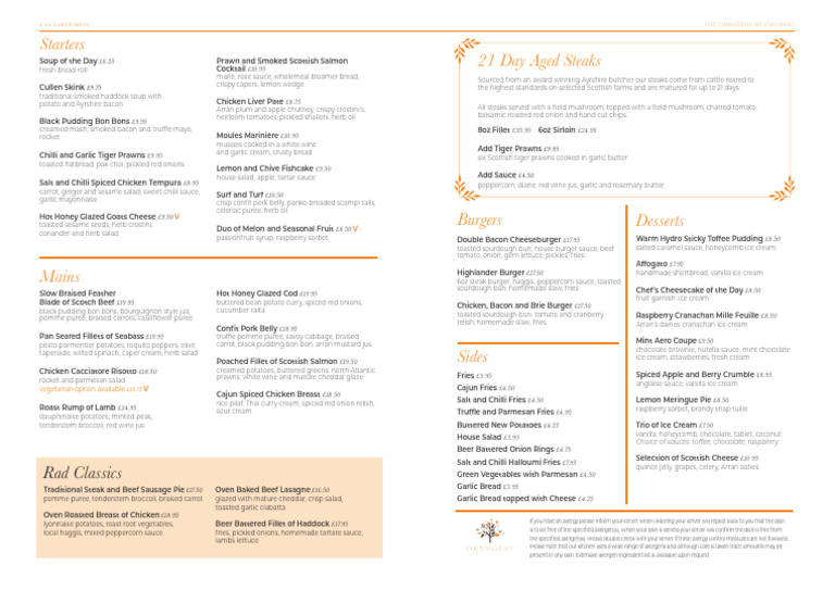 Seamill Hydro A La Carte Menu | PDF | Sauce | Salad