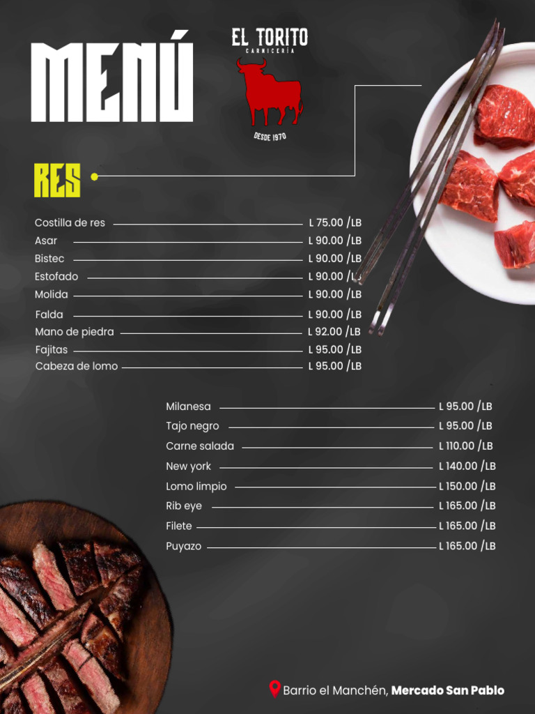 Menú El Torito Con Cambios | PDF | filete | Comida y bebida