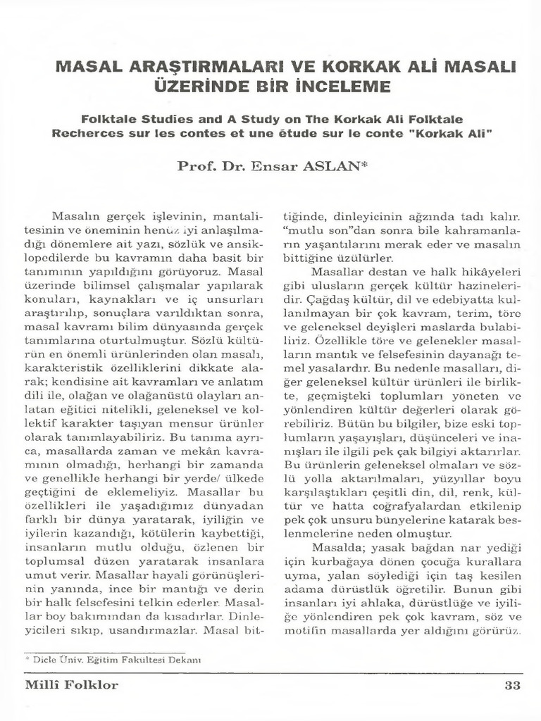 Korkak Ali Masalı Ensar | PDF