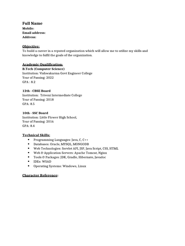 Computer Science Graduate Resume | PDF