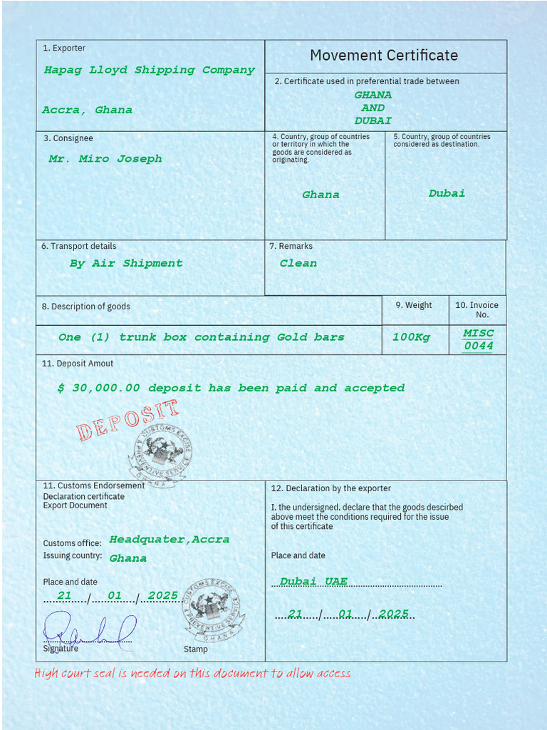 Movement Certificate PDF | PDF