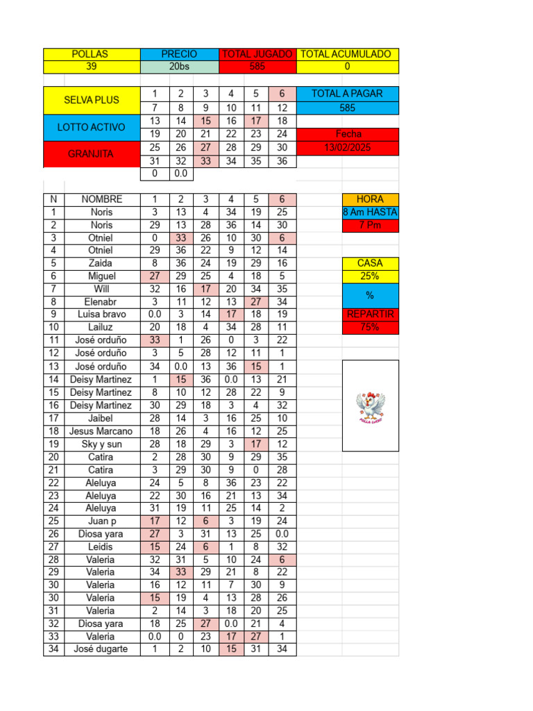 Polla Lucky 18 | PDF