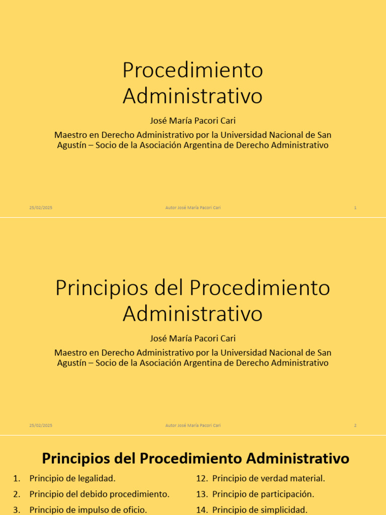 Principios Etapas Del Procedimiento Administrativo - Diapositivas - Autor José María Pacori Cari ...
