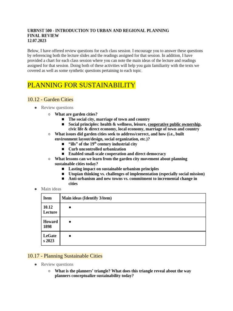 Review Sheet For Final Exam | PDF | Capitalism | Sustainability