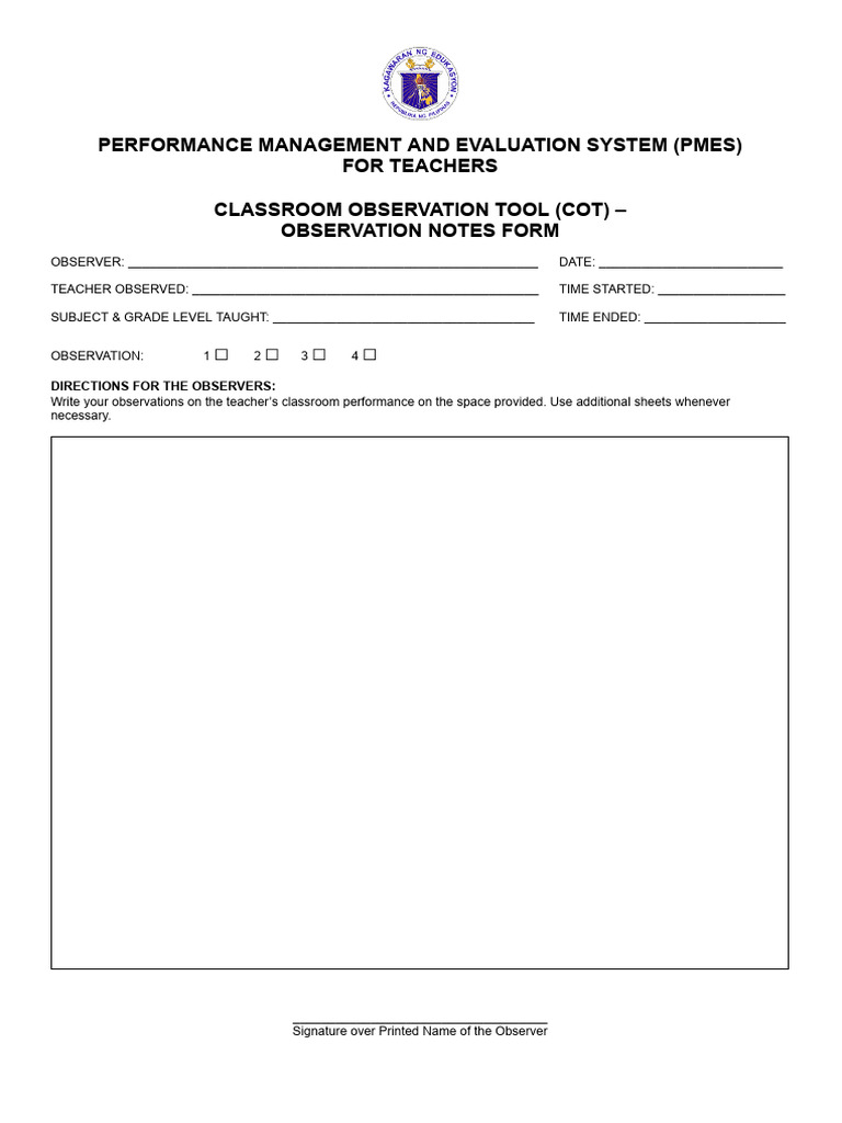 Annex C-7 - COT Observation Notes Form | PDF