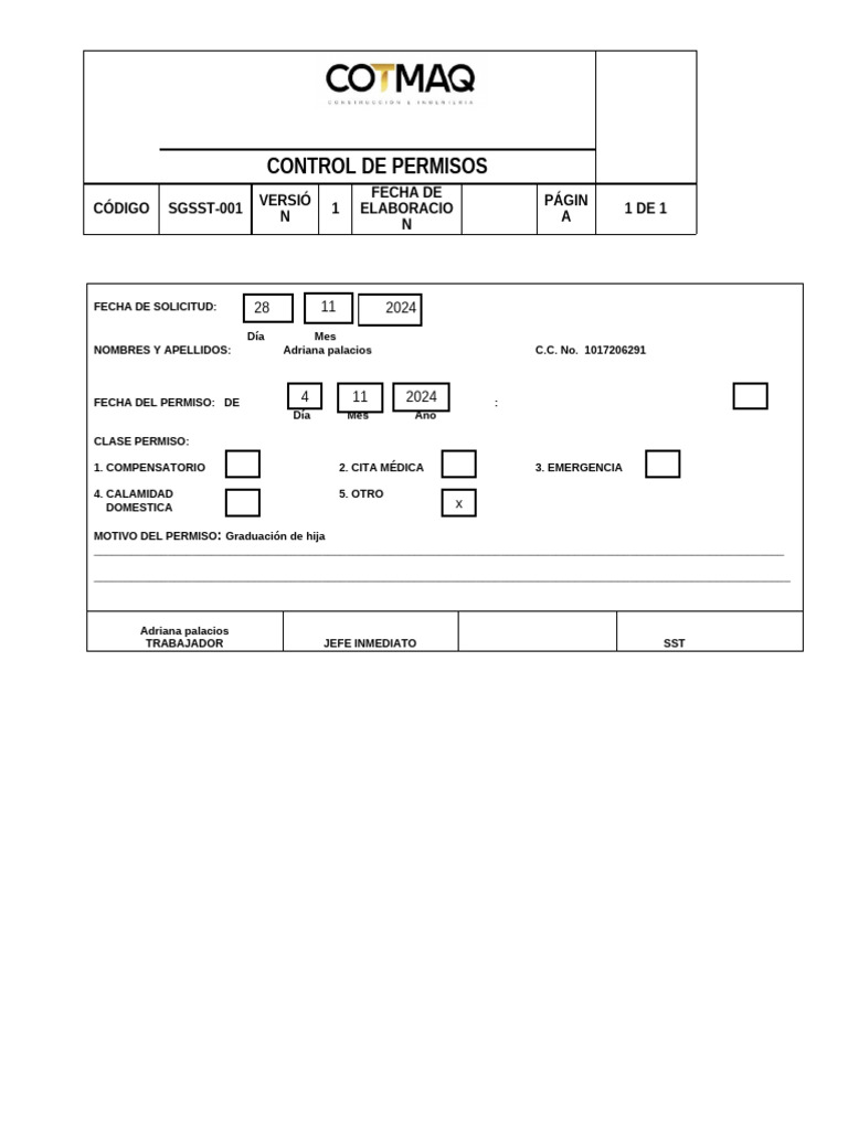 control de permisos | PDF