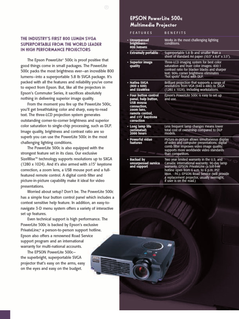 Epson_EMP-500_Brochure | PDF | Imaging | Computer Engineering