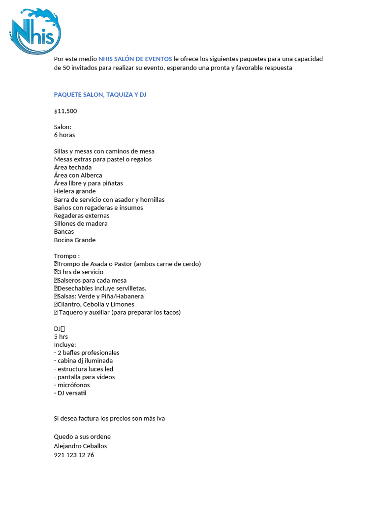 Cotizacion Nhis | PDF