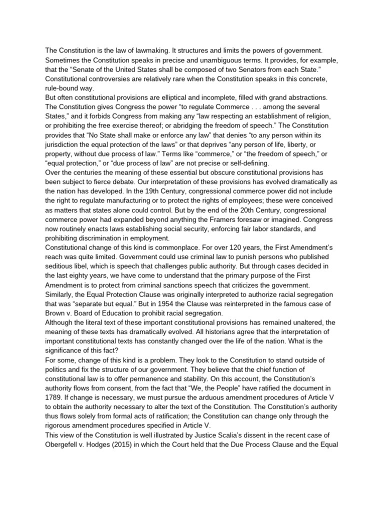 Constitutional Evolution Explained | PDF | Equal Protection Clause ...