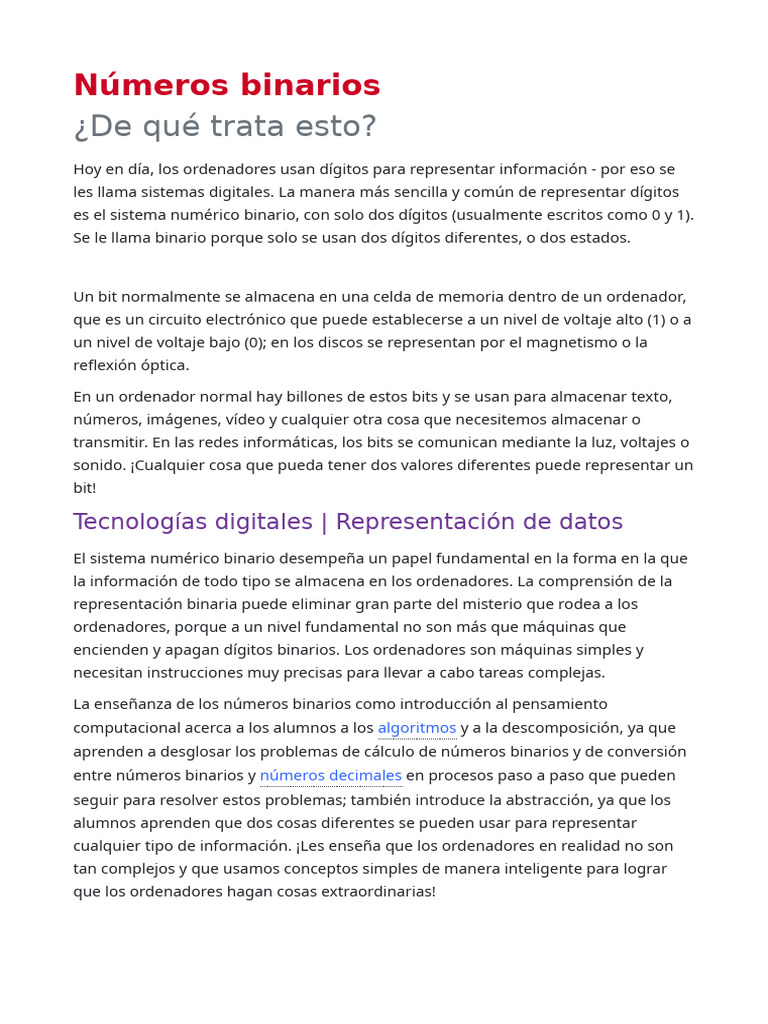 Números binarios | PDF | Poco | Byte