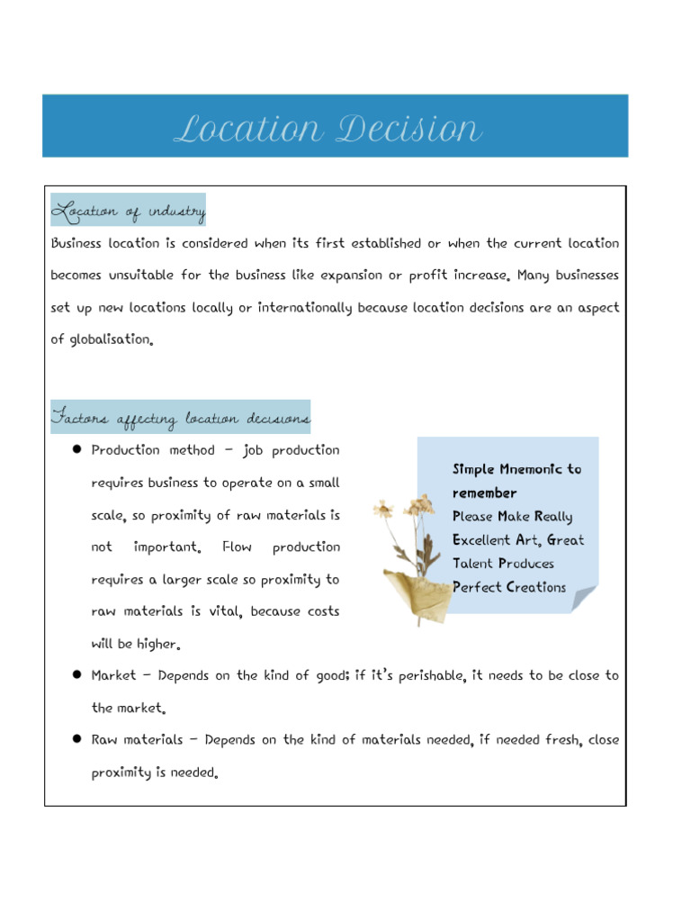 Location Decisions | PDF