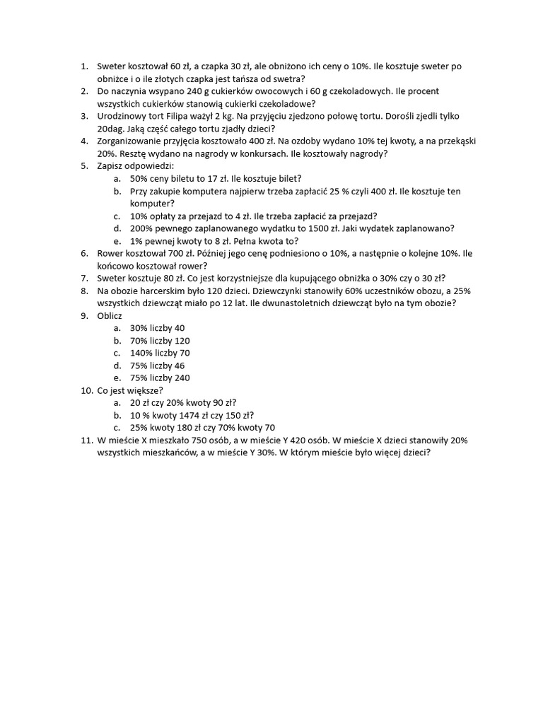 Procenty KL 6 | PDF