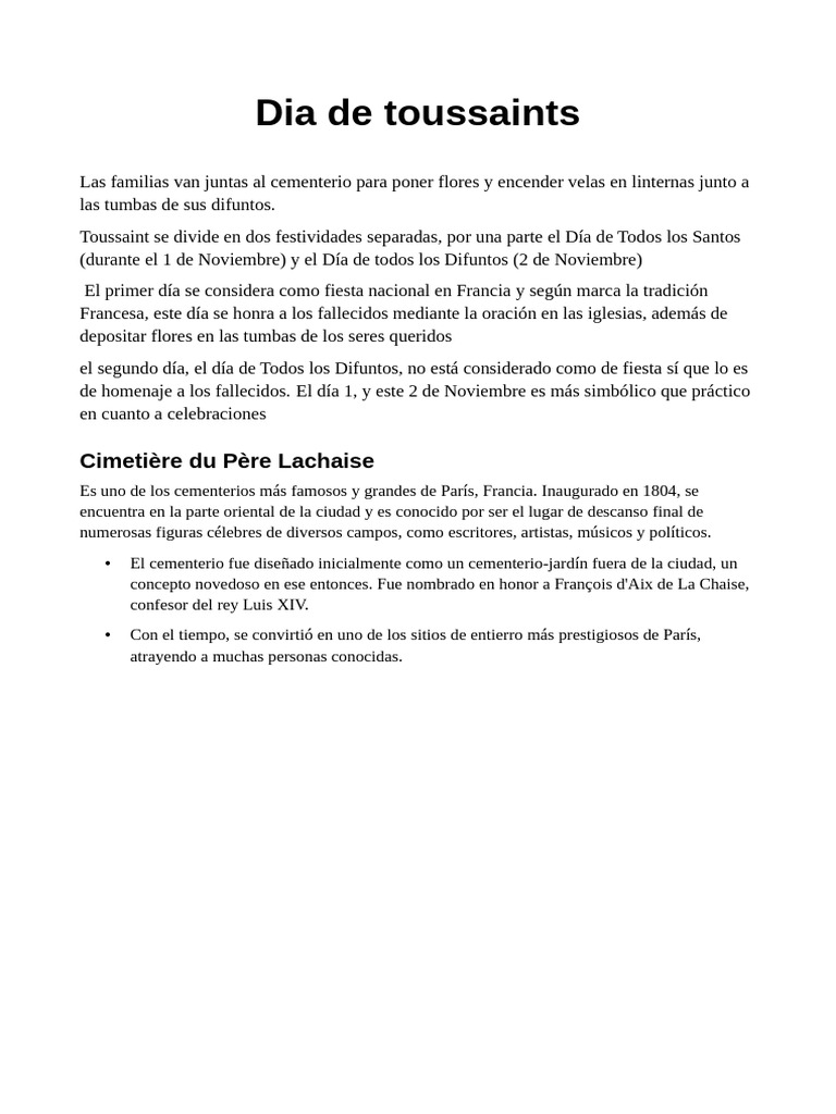 Tradiciones de Toussaint en Francia | PDF