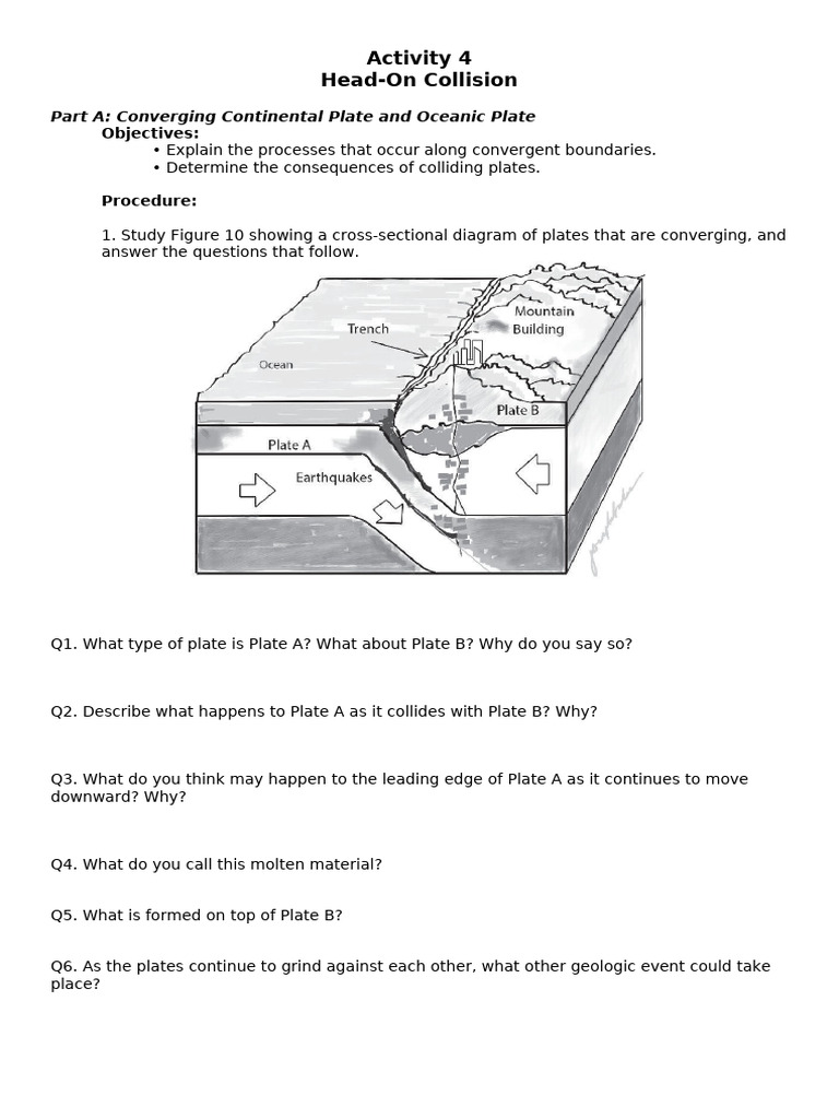 Converging Plate Collision Activity | PDF