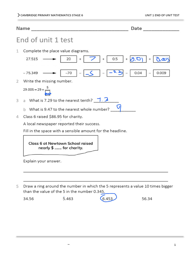 Stage 6 Unit 1 Math Test | PDF