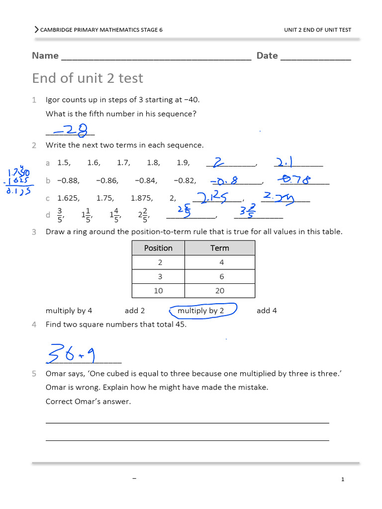 Stage 6 Unit 2 Math Test | PDF