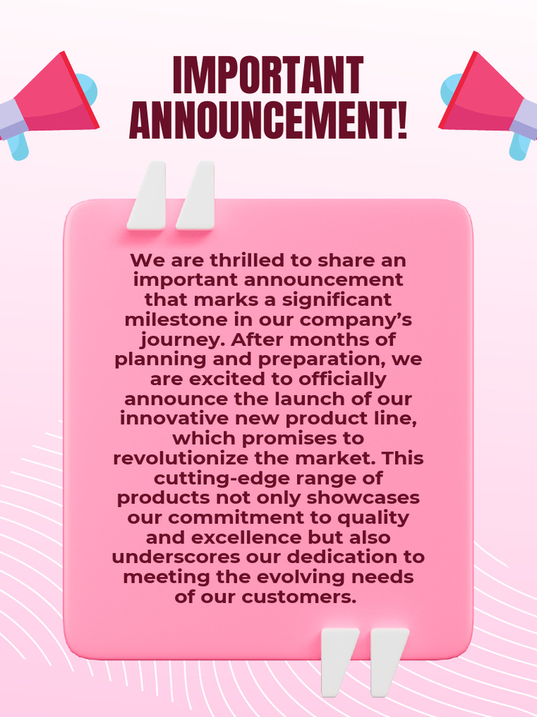 Pink Illustrative Important Announcement Document | PDF