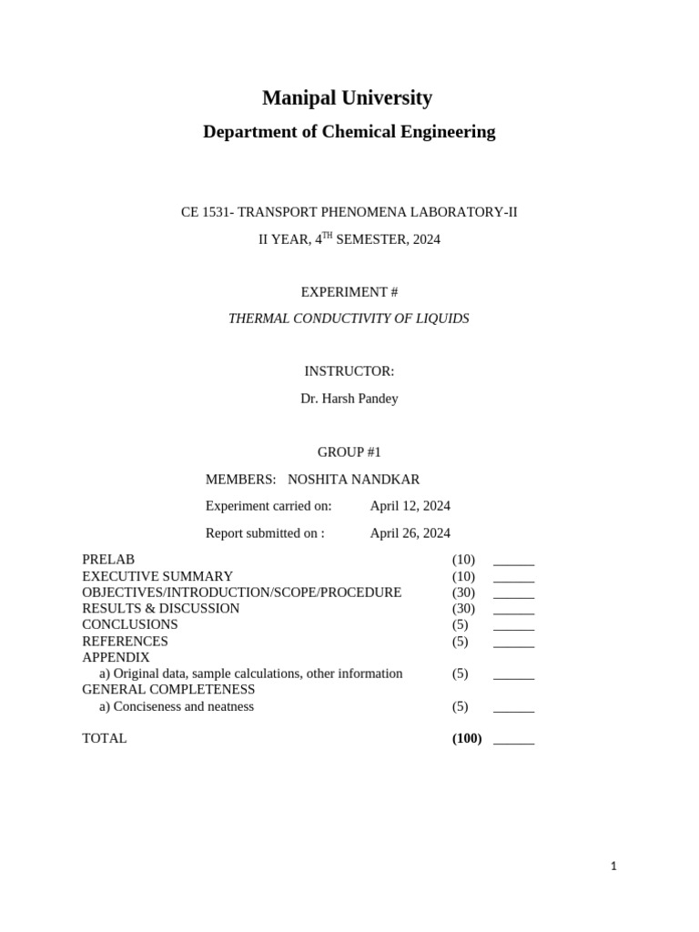 Thermal Conductivity Lab Report | PDF | Experiment | Heat