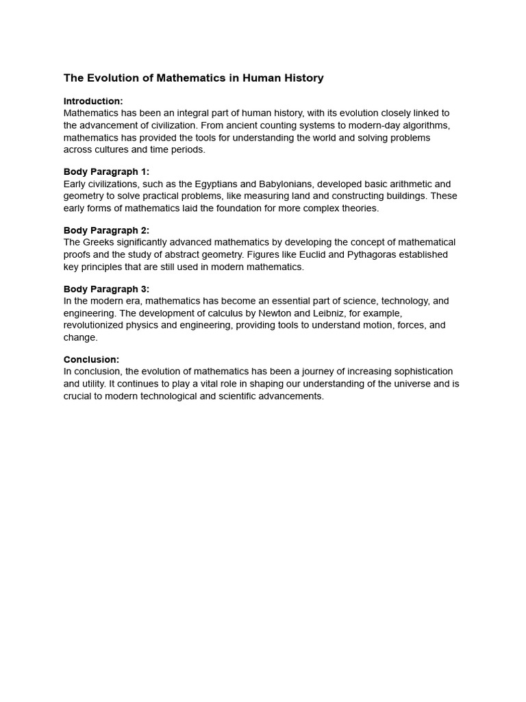 The Evolution of Mathematics in Human History | PDF