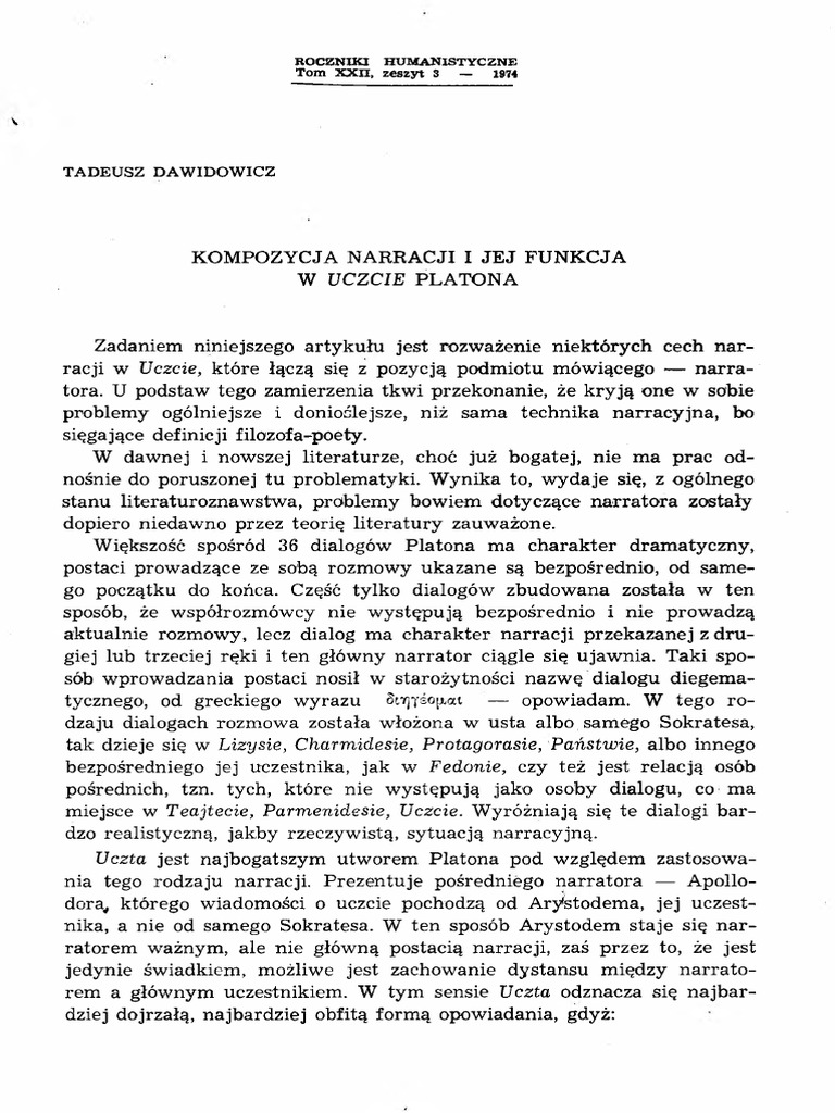 Kompozycja Narracji I Jej Funkcje W | PDF